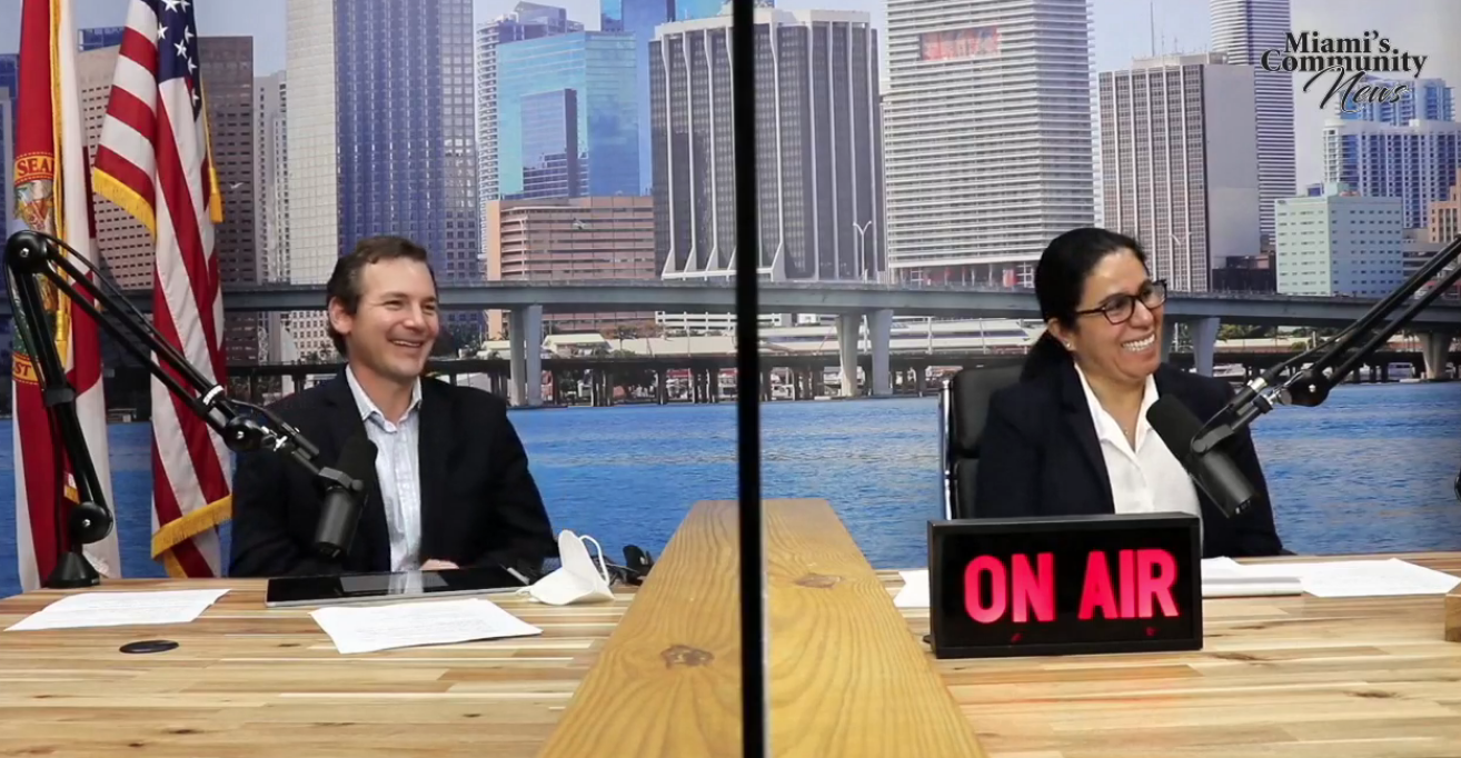 Grant Miller talks with Maria Nardi, Director of Miami-Dade Parks, and ...